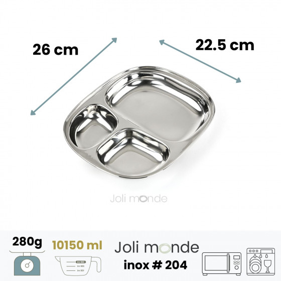 Plateau inox 3 parts - JOLI MONDE | Sans BPA